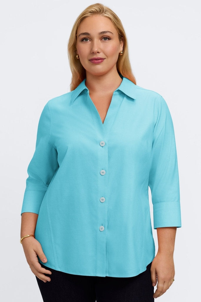 Paityn Plus No Iron Pinpoint 3/4 Sleeve Shirt – Cureté Collections