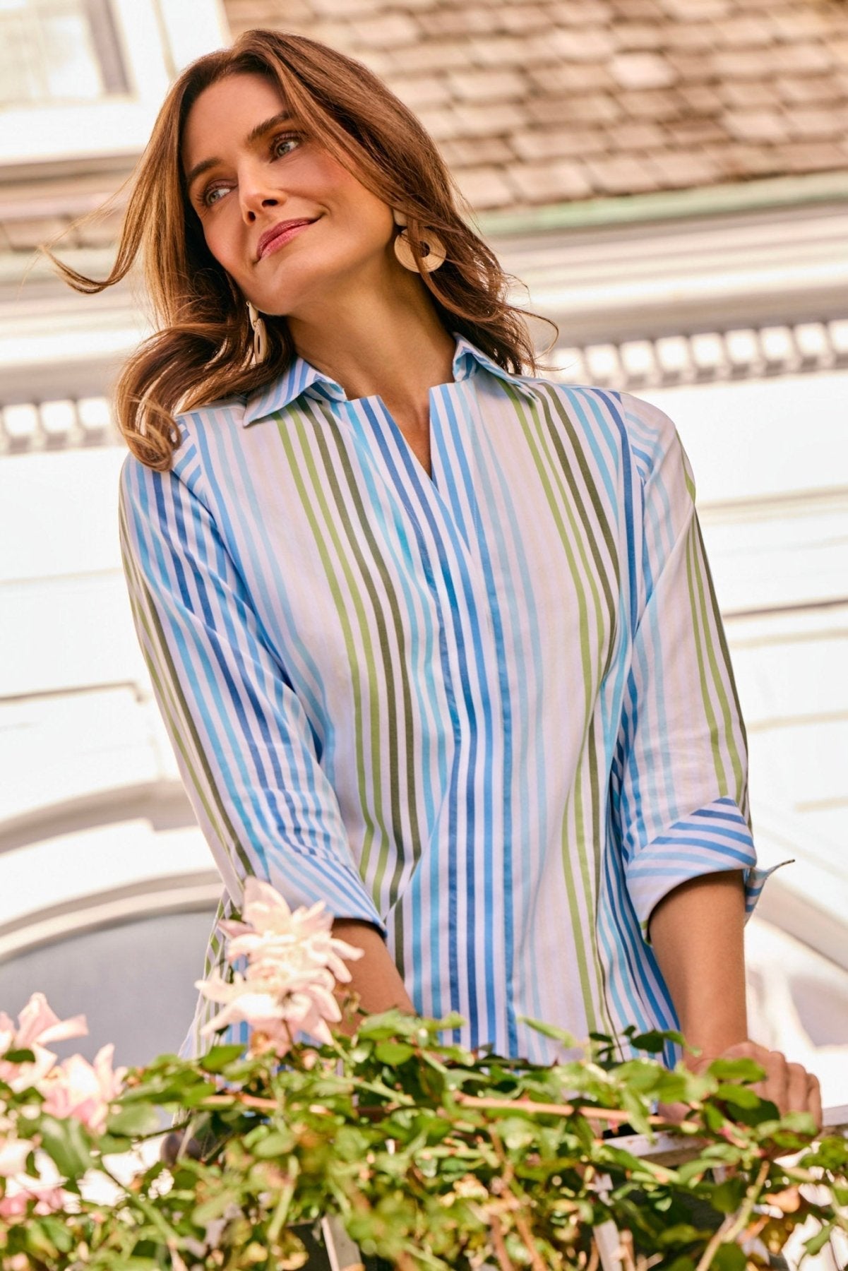 Taylor No Iron Pinpoint Ombre Stripe 3/4 Sleeve Shirt – Cureté Collections