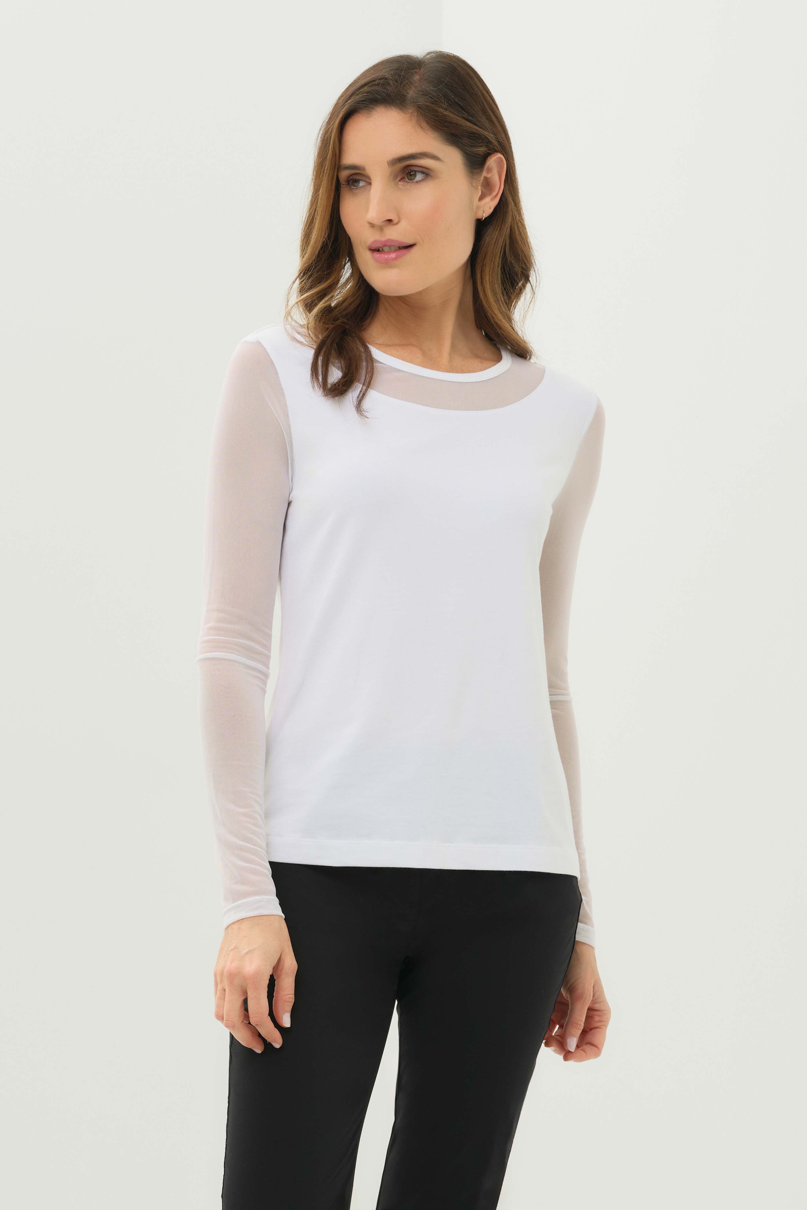 Kim Mesh-Sleeve Top in Pima Modal – Cureté Collections